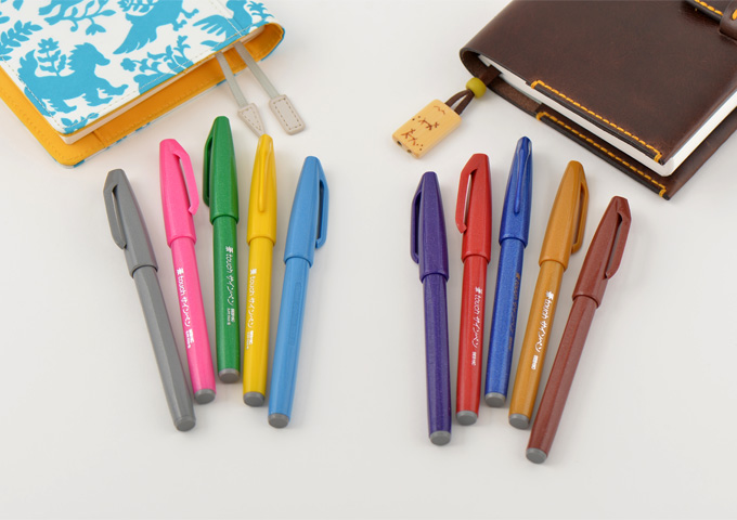 Pentel Brush-Touch Felt Tip Pen 5-Color Set - Accessories Lineup ...