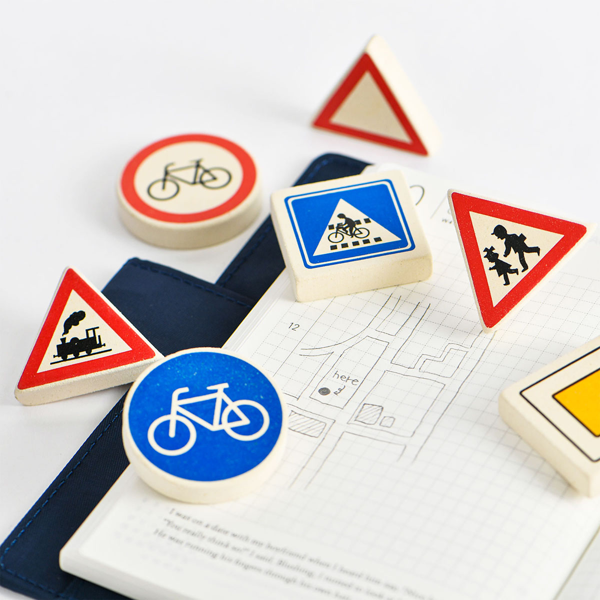 Traffic Sign Erasers Set of 7 - Accessories Lineup - Hobonichi Techo 2021