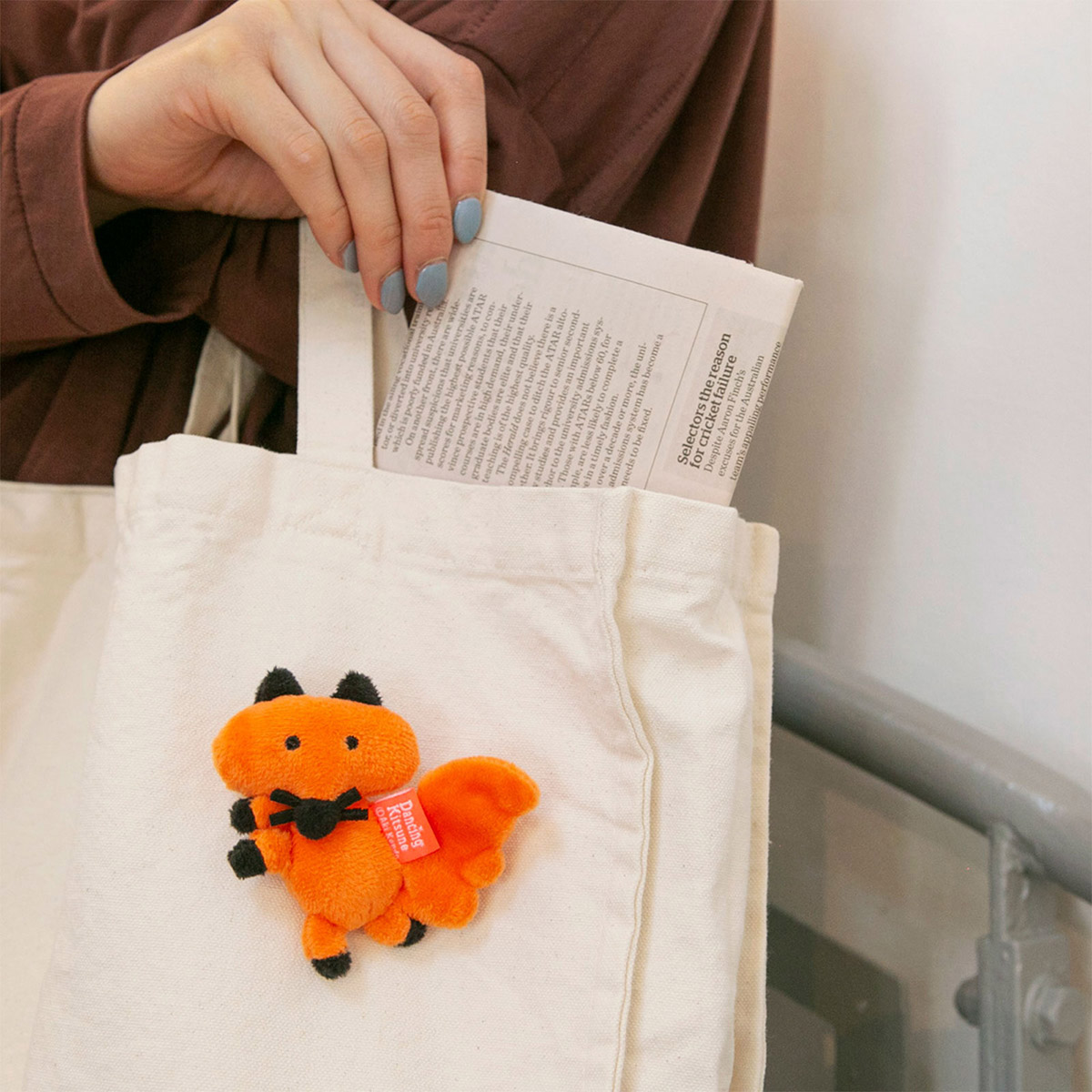 Dancing Fox: Plush Toy Brooch - Accessories Lineup - Hobonichi Techo 2024