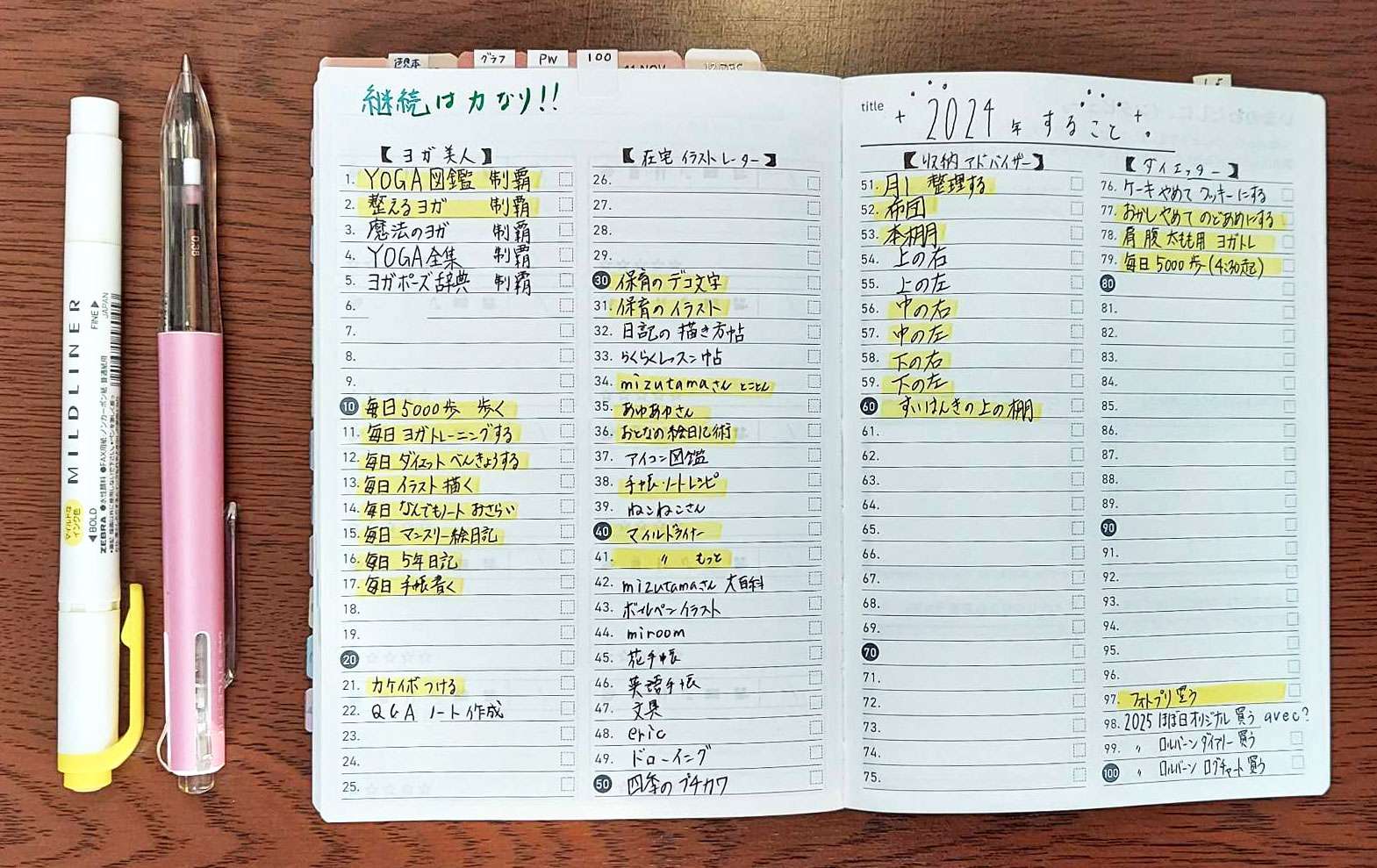 「My 100」への書き込みがモチベーションに - みんなの使い方 - ほぼ日手帳の使い方